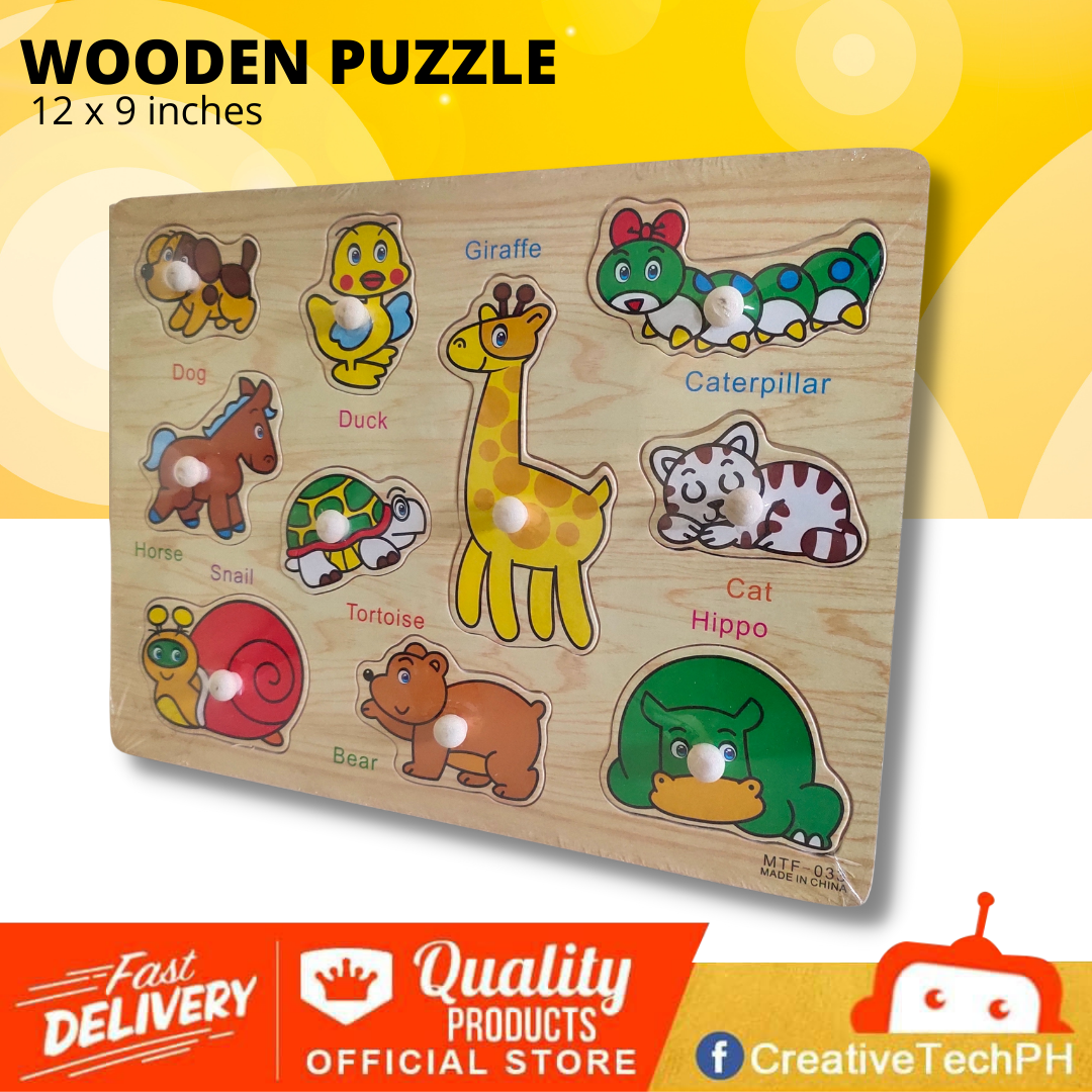 Animals Wooden Puzzle Insert Puzzle Board for Toddlers Children Kids ...