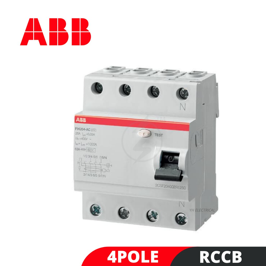 ABB 40A 63A 100A RCCB / ELCB Interruptor 300 mA / 100mA ( FH204 ) | Lazada