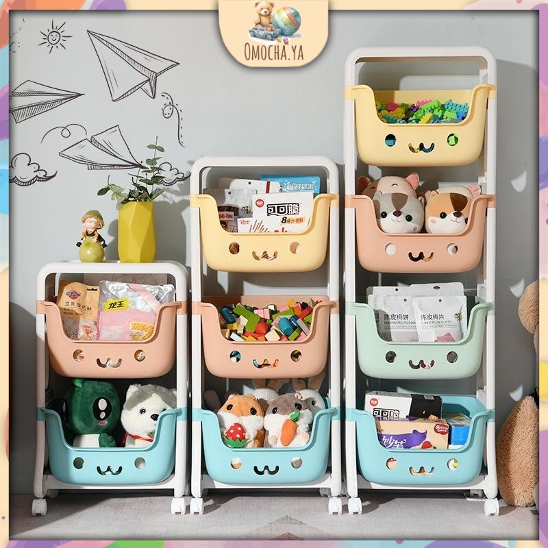 Trolley Kids Toy Storage Rack Multi-layer Organizer Storage Toys Rack ...
