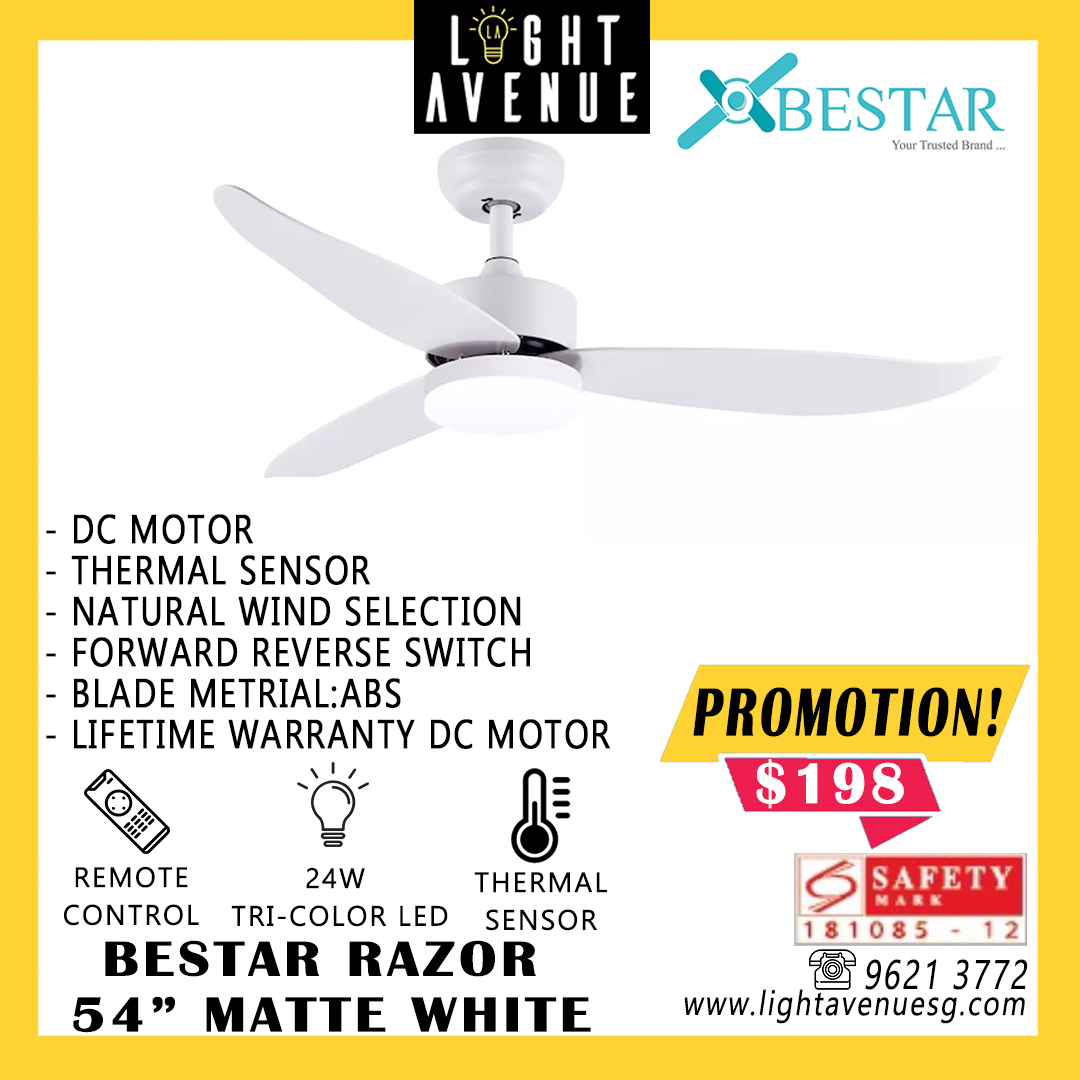 Bestar Razor DC Ceiling Fan with LED Light & Remote Control ( 46 / 54 ...
