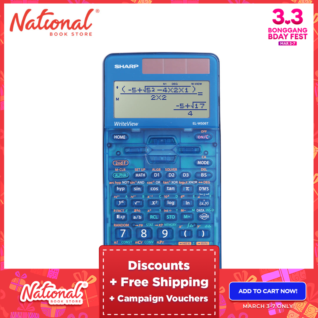 Sharp Scientific Calculator EL-W506T-BL Transparent 640 Functions ...