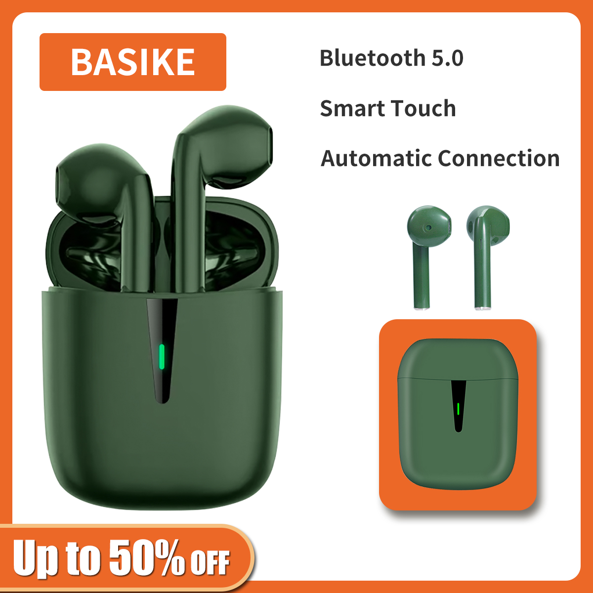 BASIKE Bluetooth Earphone Original Wireless Earbuds Bluetooth 5.0 IPX5 ...