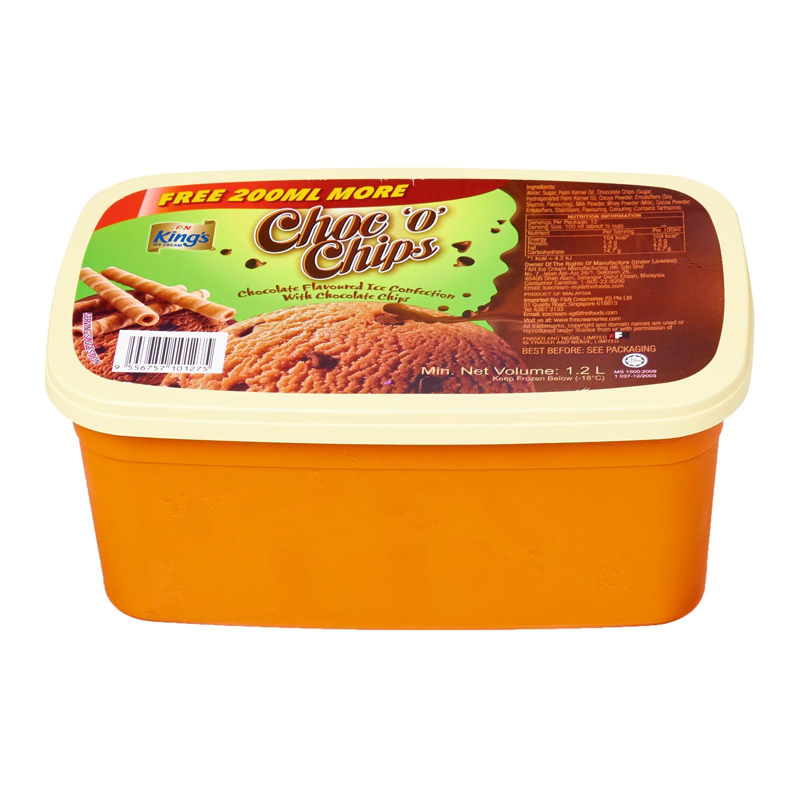 King's Choc 'O' Chips Chocolate Flavoured Ice Cream With Chocolate ...
