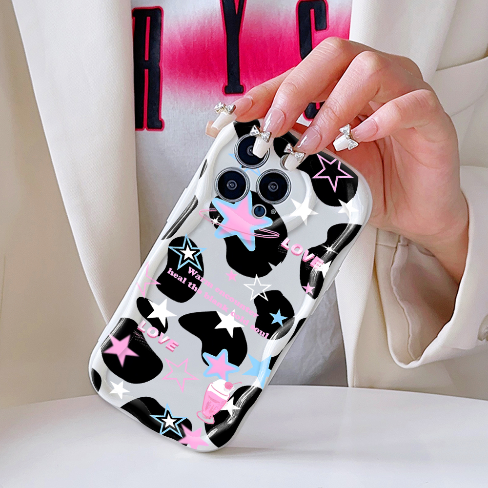 YYDS for Samsung J2 J7 Prime Back Cover Love Star Cream Texture Wavy ...