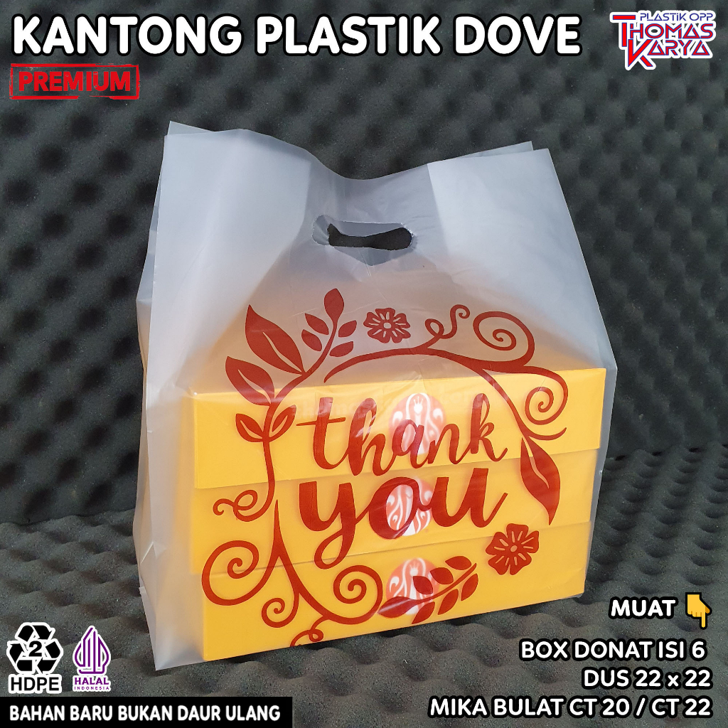 Kantong Plastik Dove 30x45 isi 50 Packaging Box Donat JCO isi 6 / Dus ...