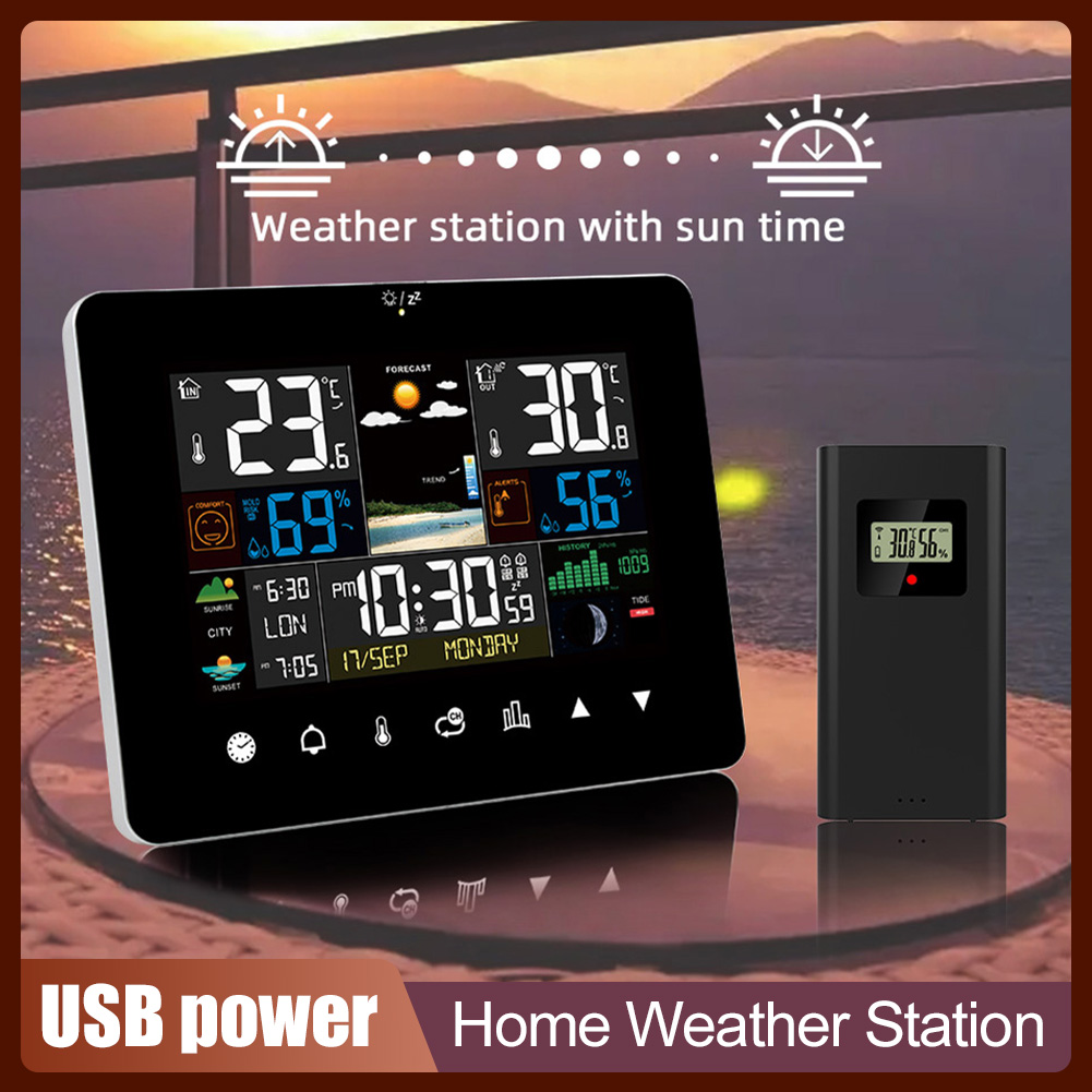 [Free Ship] Weather Station Indoor Outdoor Color Screen Display with 1 ...