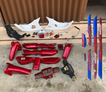 Paket body Grand Impressa legenda merah maroon full cover body astrea ...