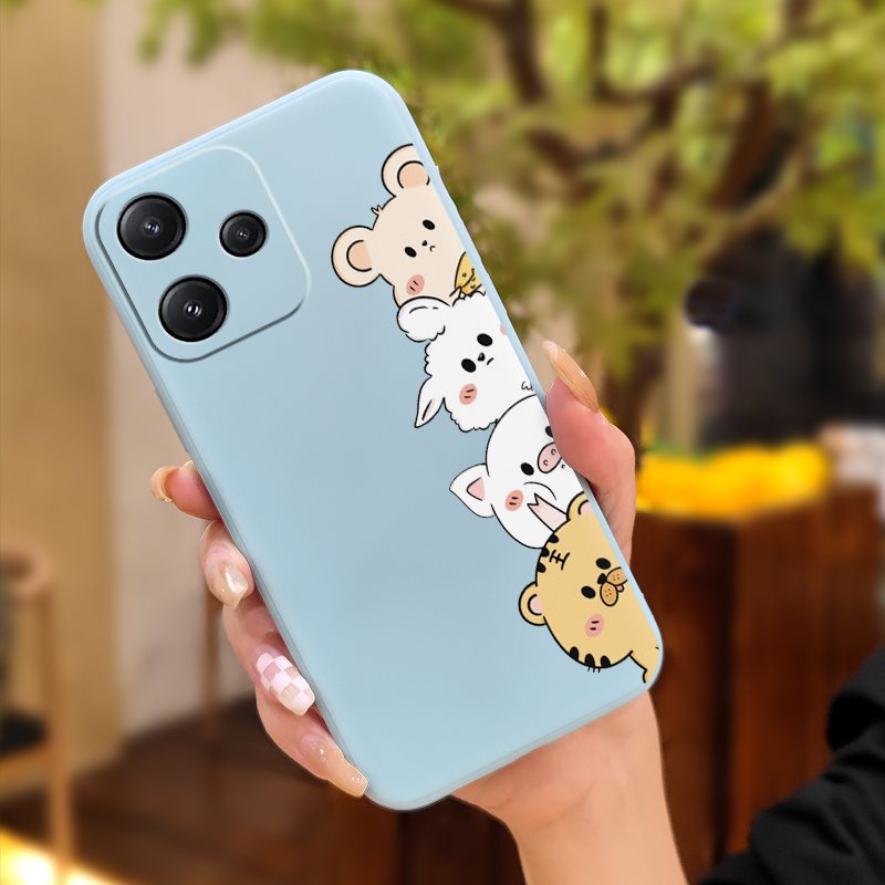 Solid color Skin-friendly feel Phone Case For Redmi12 4G Cartoon Back ...
