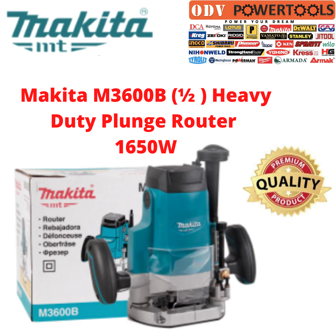 Makita M3600B Heavy Duty Electric Router (½) 1650W with FREE Carbide ...