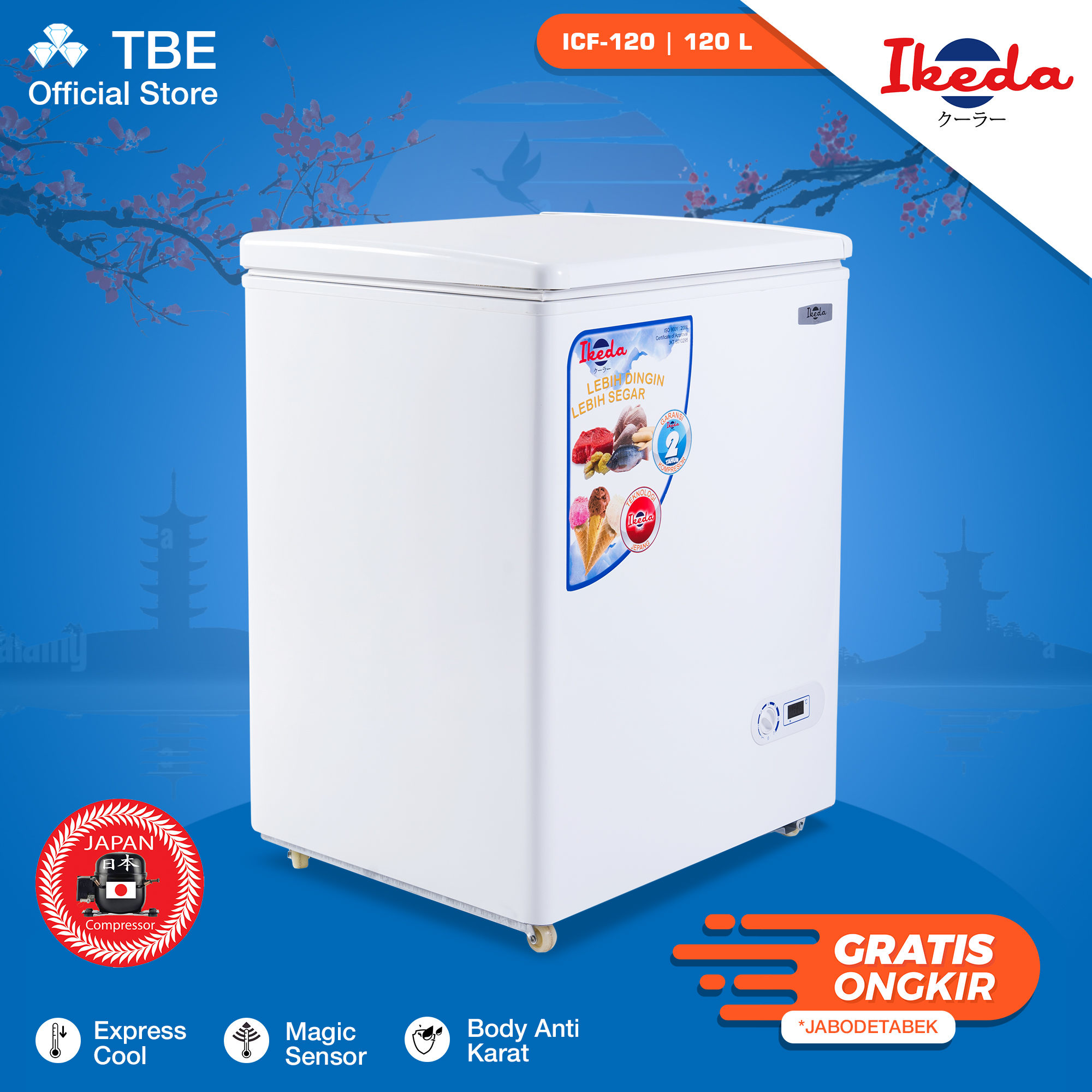 IKEDA Chest Freezer 120 Liter ICF-120 | Lazada Indonesia