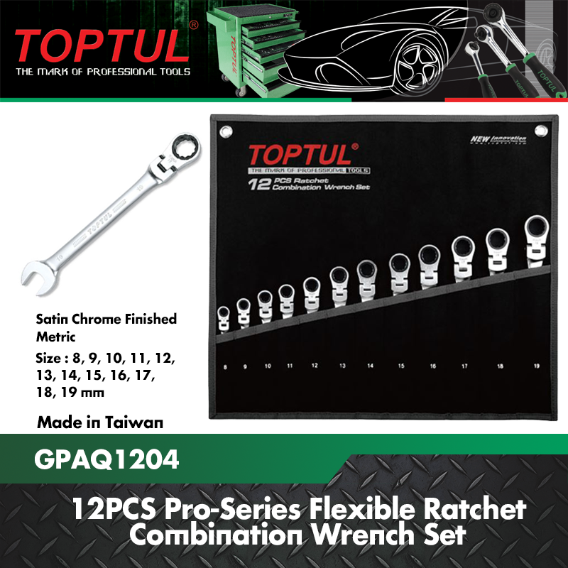 Toptul Flexible Ratchet Combination Wrench Set (GPAQ1204) | Lazada PH