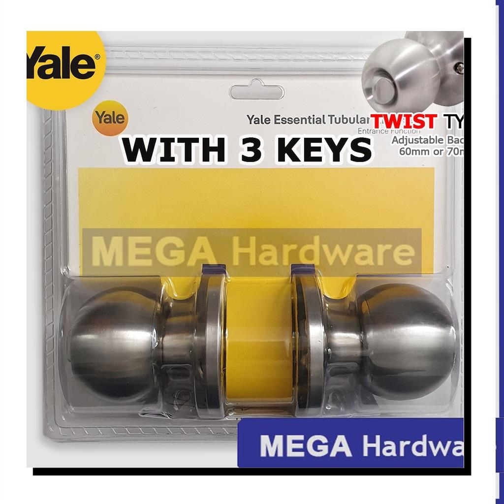 Yale Essential Satin Stainless Door Knob (Tubular Type) / Lock Set ...