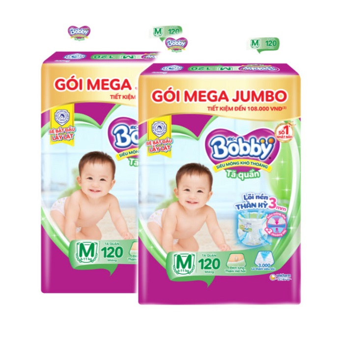 Bỉm tã bobby combo 2 gói tã dán size S804 miếng tã quần size M - MixASale