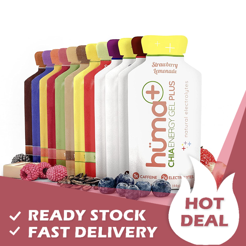 Huma Plus (Double Electrolytes) Chia Energy Gel, Variety Pack Stomach ...
