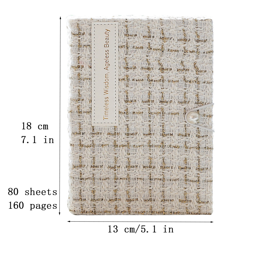 【GlowBound】Fabric Cover Beautiful Notebook Classic Black and White B6 ...
