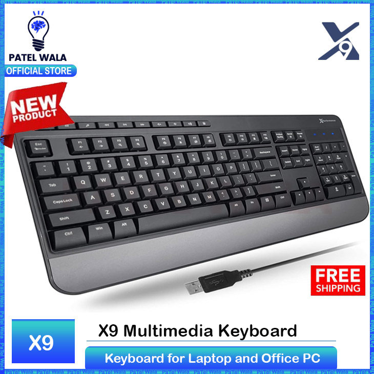 X9 Performance Multimedia USB Wired Keyboard - Full-Size Ergonomic ...