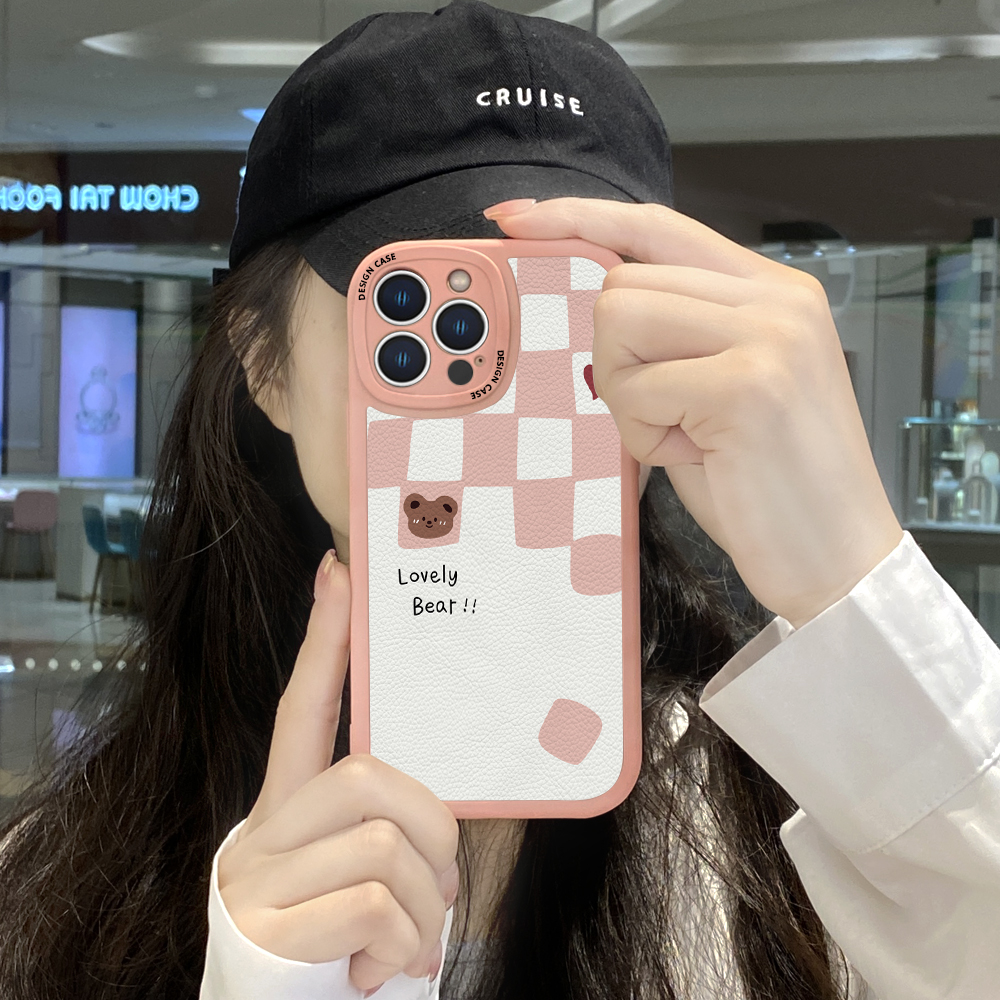 UCUC for Redmi 13C Back Cover INS Style Simple Checkered Soft PU ...