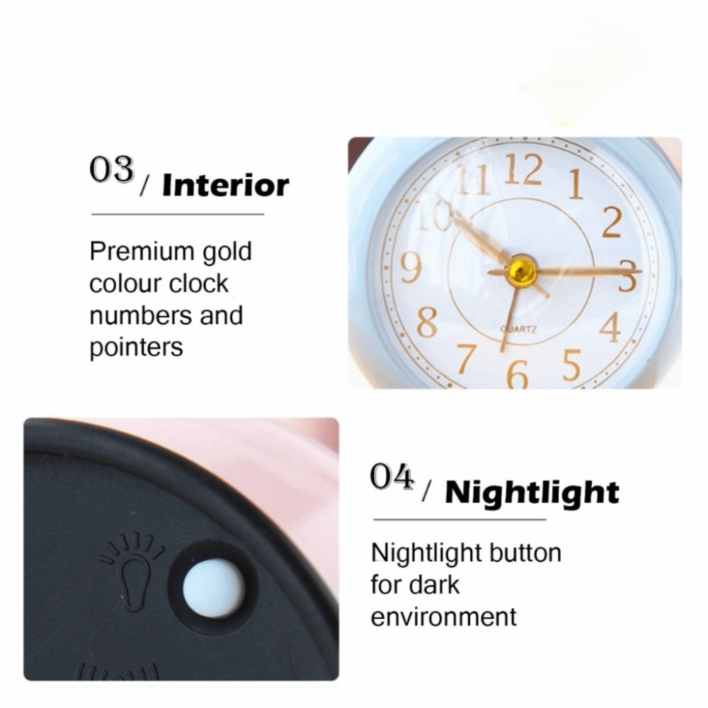 Portable Luminous Alarm Clock Metal Frame Colourful Student Alarm Clock ...