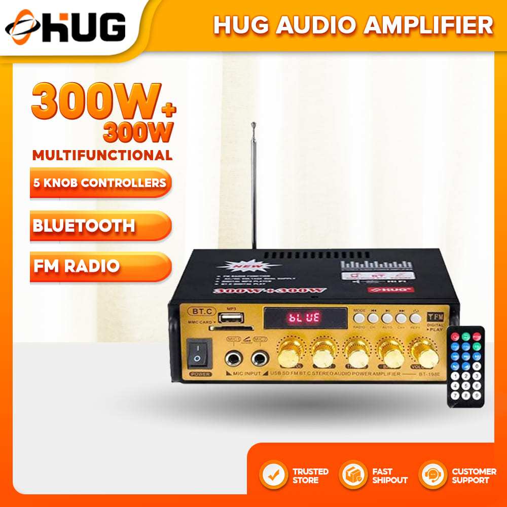 Hug 300W+300W Digital Hifi Bluetooth Stereo Audio Amplifier Fm Radio ...