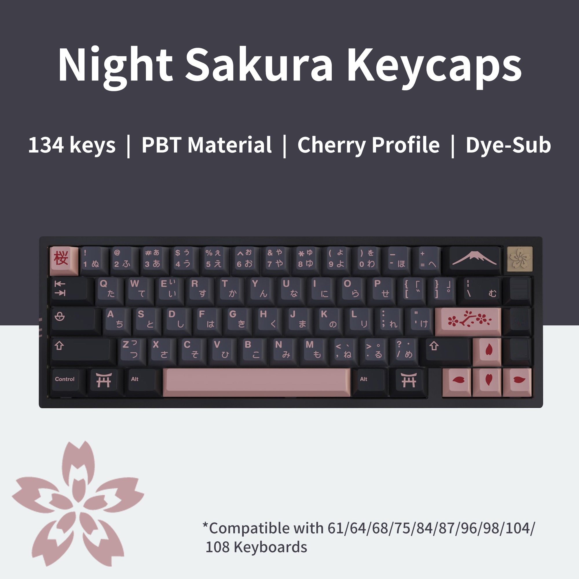 [SG Local Stock] Night Sakura Keycaps | 134 Keys | Cherry Profile | PBT ...
