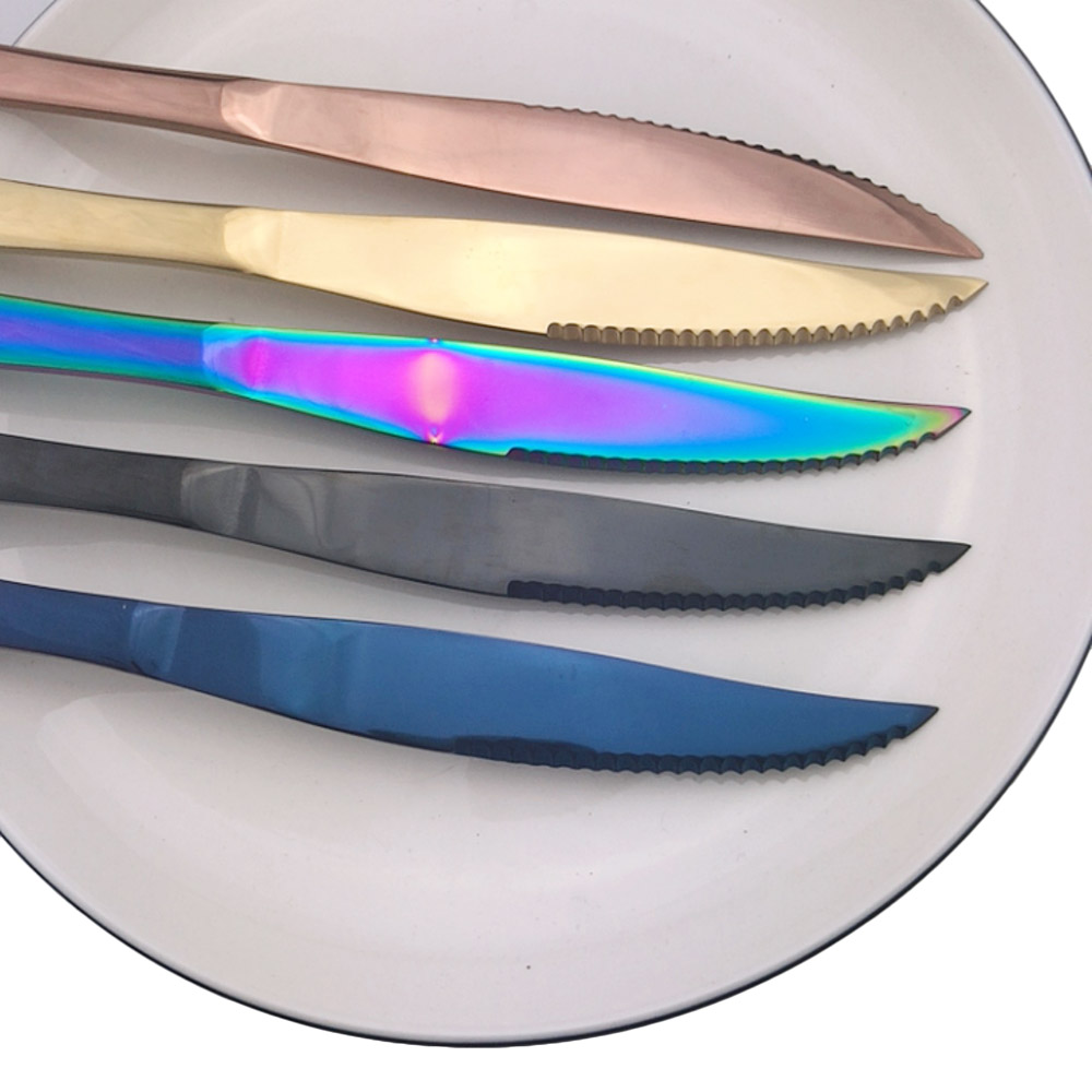 Multi-Color Stainless Steel Rainbow Sharp Steak Flatware Table Cutlery ...