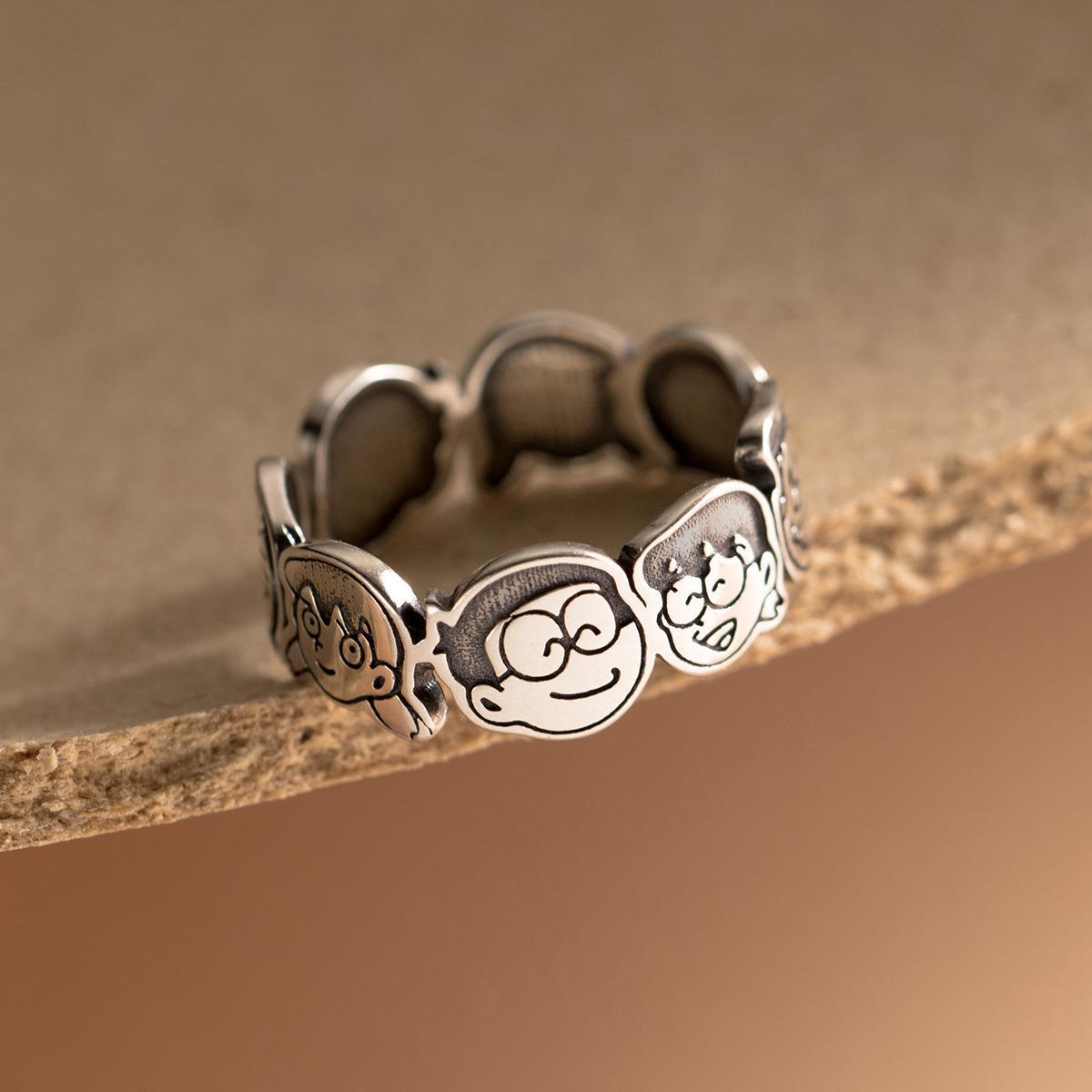 Doraemon Ring Women's Cute Cartoon Ins Style Personality Family Opening ...