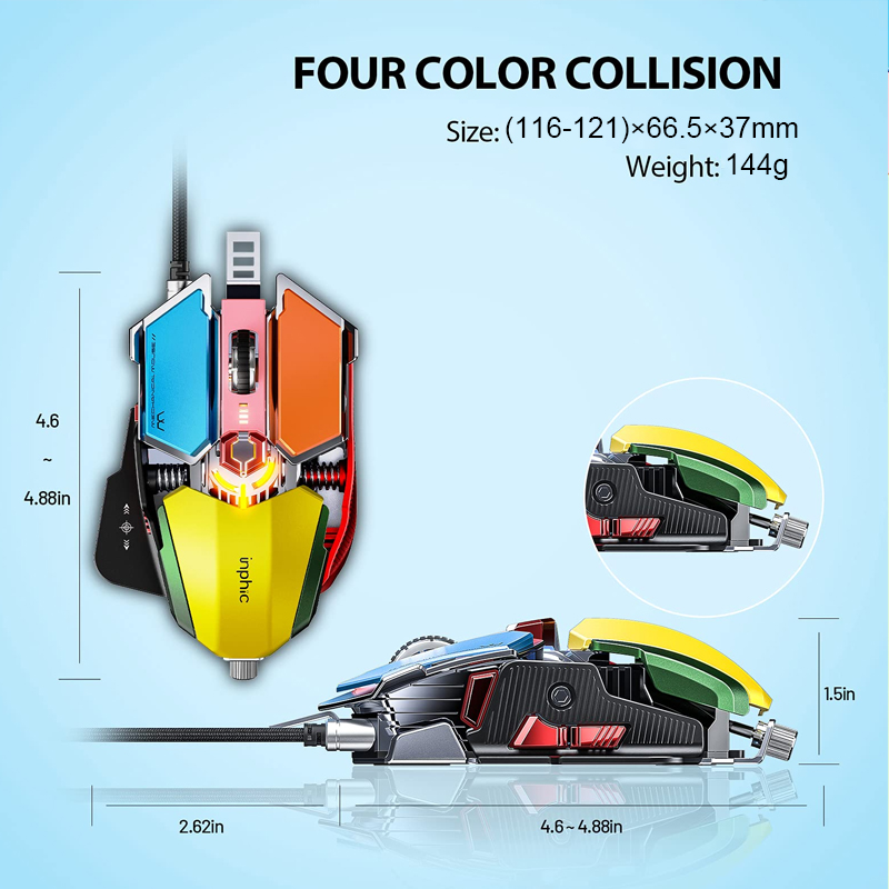 Inphic PG6 Gaming Mouse 500-7200DPIปรับได้อย่างอิสระ เมาส์เกมมิ่งมือ ...