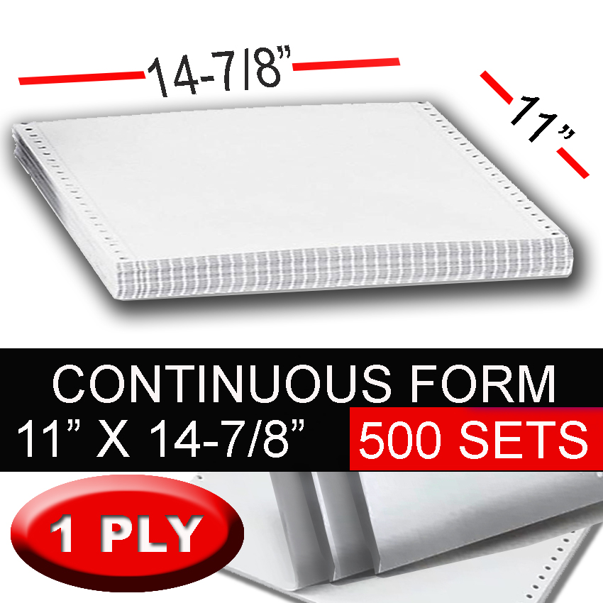 Continuous Forms / Continuous Paper all WHITE 11 X 14-7/8 INCH 1 PLY 2 ...