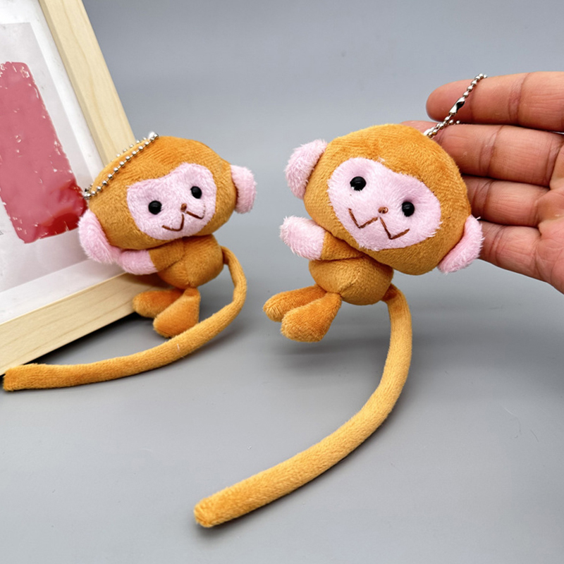 Cartoon Long Tailed Monkey Doll Key Chain Pendant DIY Plush Toy Doll ...