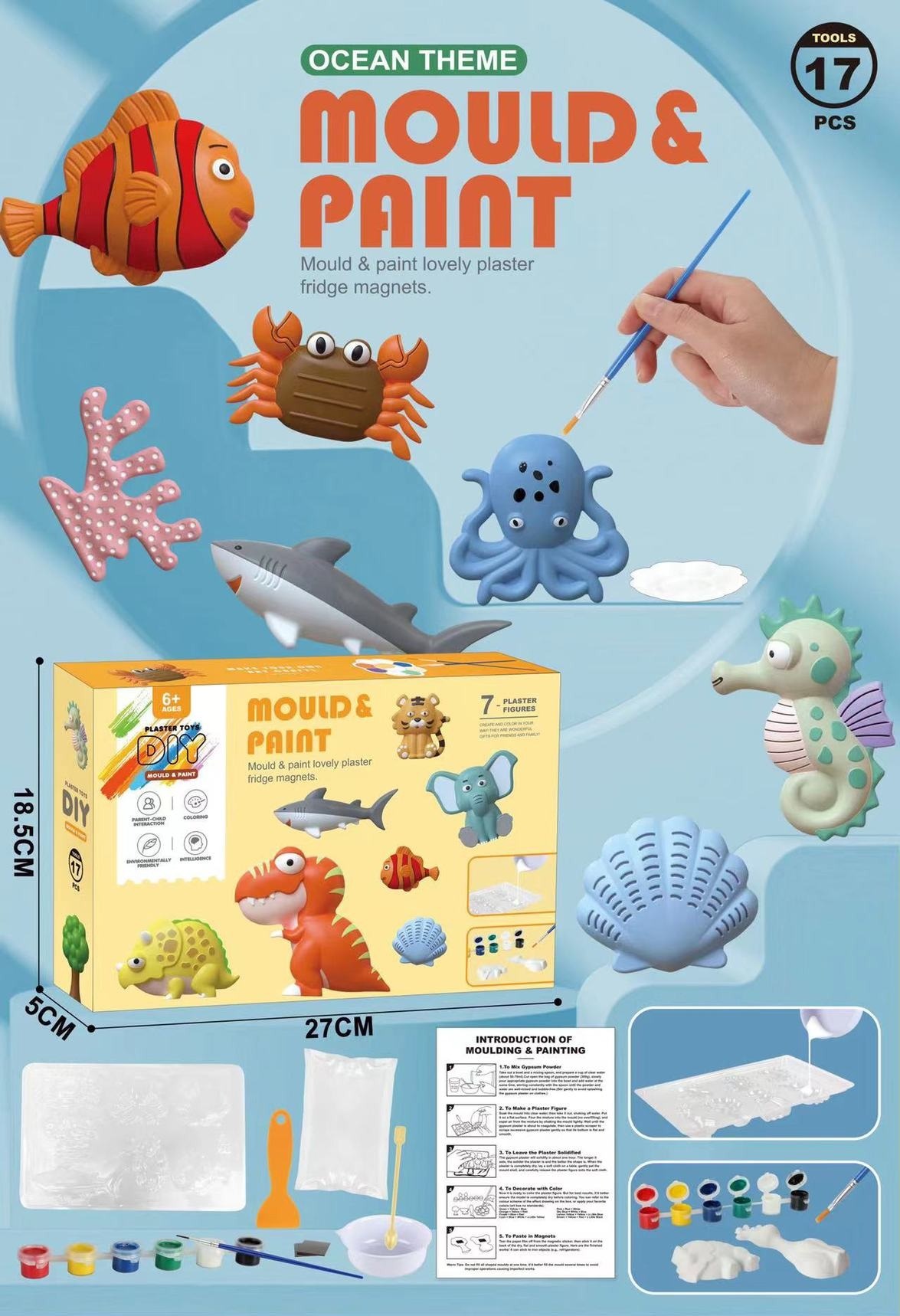 7 designs in 1 Mould & Paint Set – Kids Coloring DIY - Gypsum 3D Mould ...