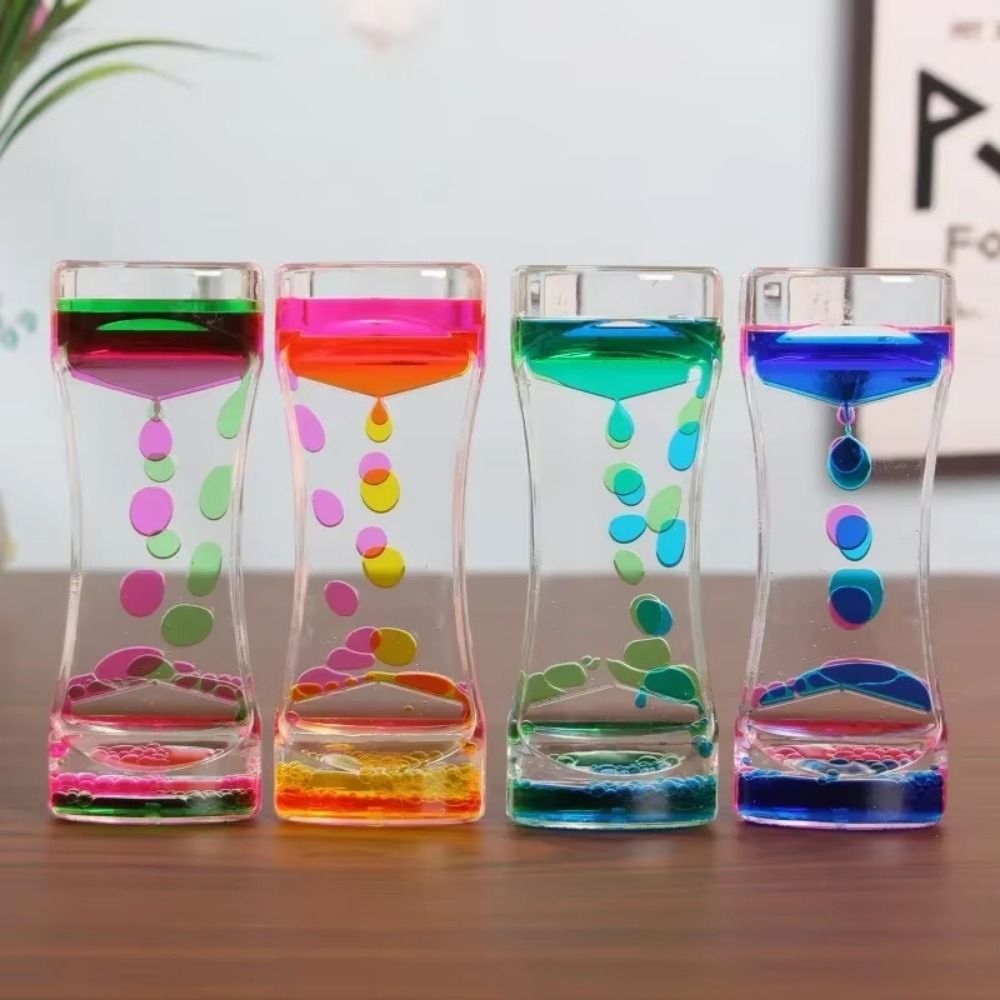 Calming Visual Double Colors Oil Hourglass Timer Acrylic Descending ...