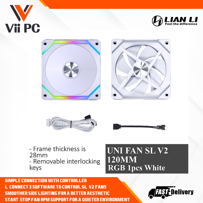LIAN LI UNI FAN SL V2 RGB 120MM 28mm COOLING FAN SL120V2 (1P Black / 1P ...