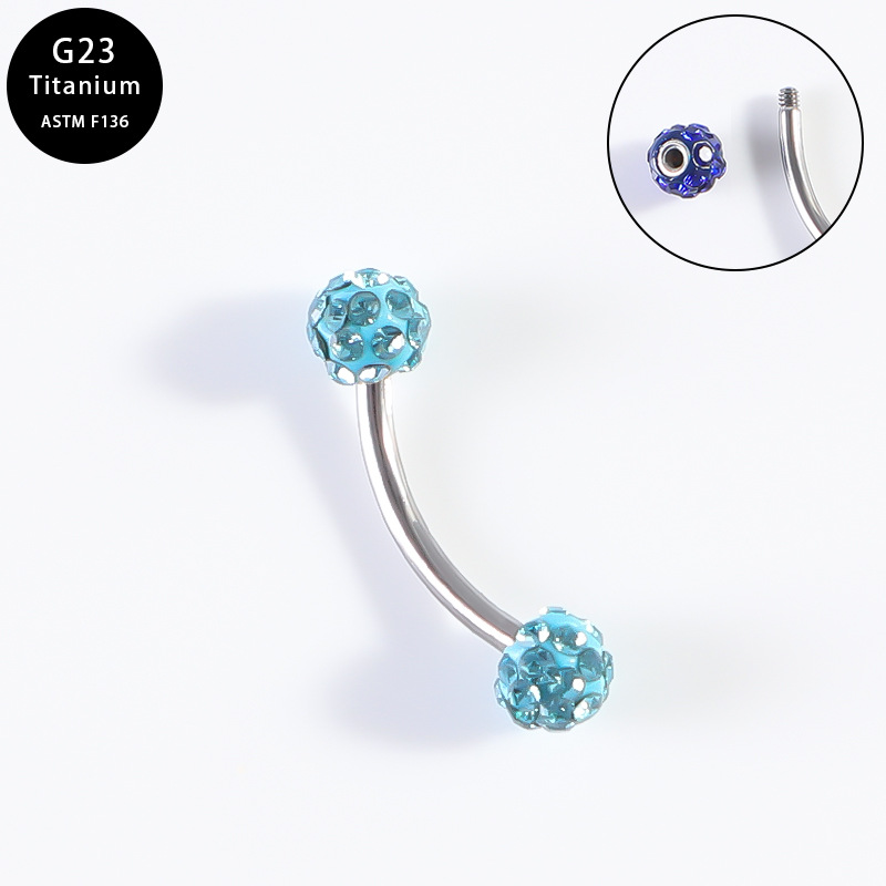 Soft ceramic ball eyebrow nail G23 titanium alloy thread perforated ...