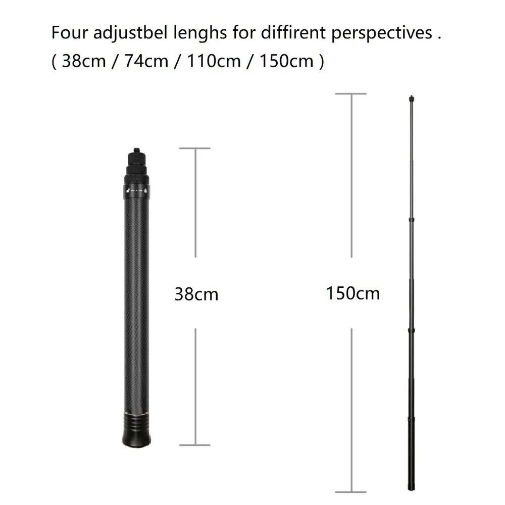 2.9M 3M Carbon Fiber Invisible Extended Edition Selfie Stick For ...