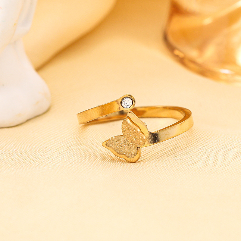 Supply titanium steel butterfly ring women's high-end light luxury ...