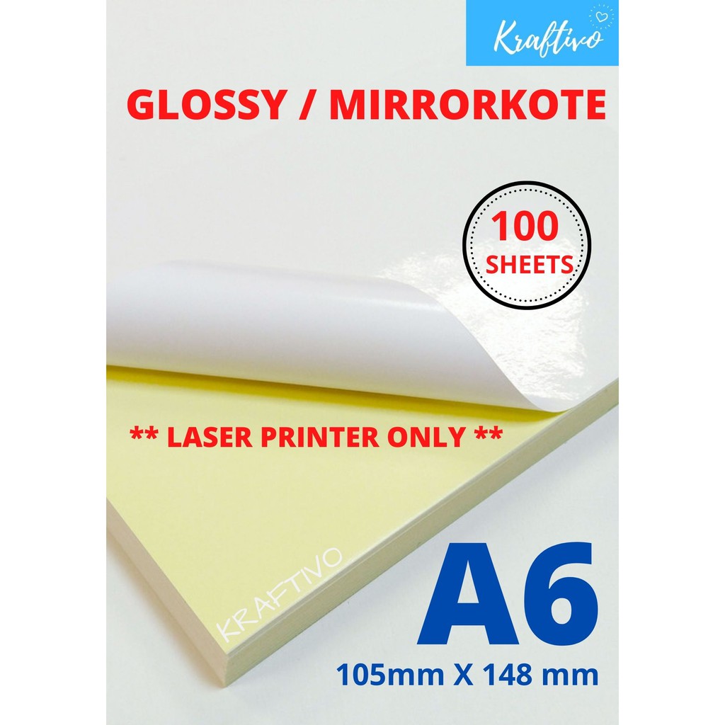 A6 STICKER PAPER 100 SHEETS / SIMILI/MATTE & GLOSSY/MIRRORKOTE ...