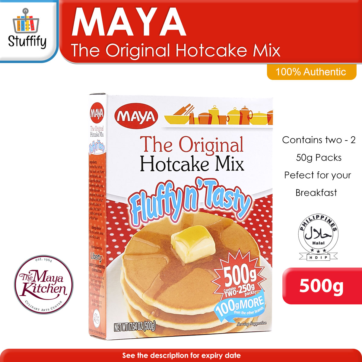 MAYA The Original Hotcake Mix (1 Box of 500g), 100% Authentic, Fluffy ...