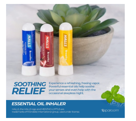 Sparoom HALLS® Essential Oil Aromatherapy Inhaler – Cherry, Lemon and ...