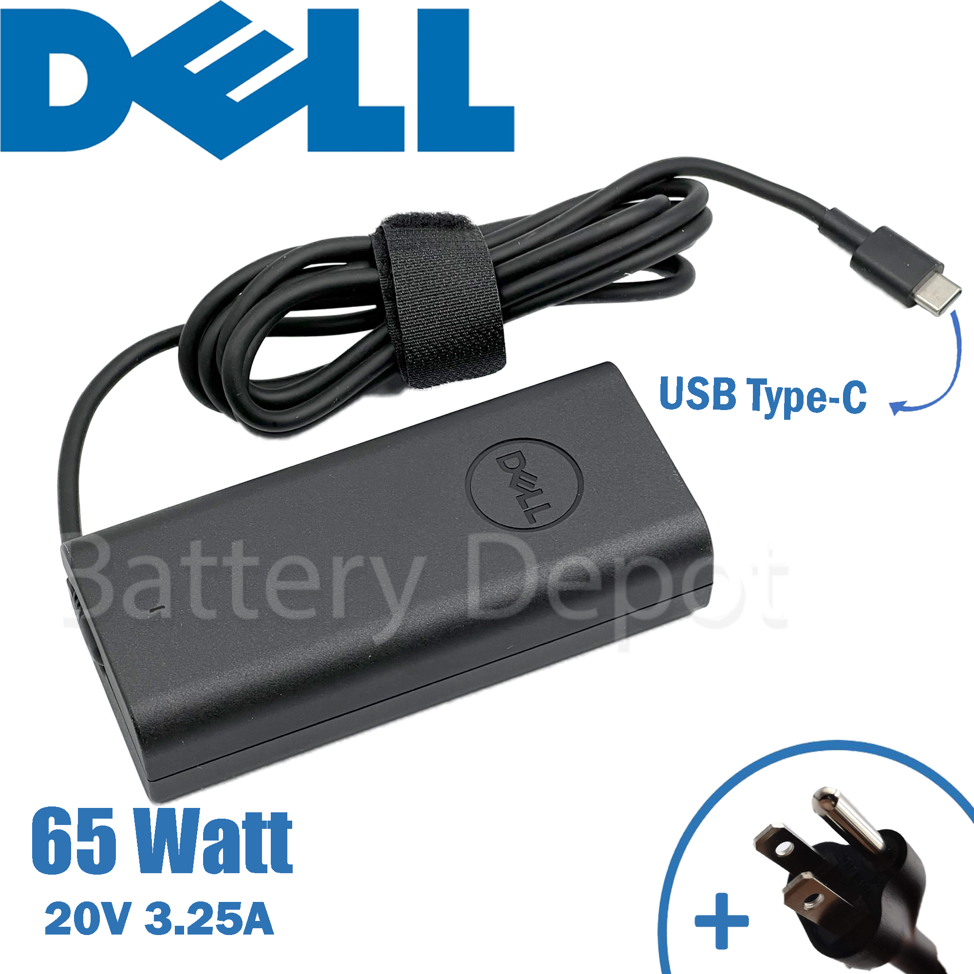 Dell Adapter ของแท้ Dell 65W 20V/3.25A หัว USB Type-C สายชาร์จ เดล อะแด ...