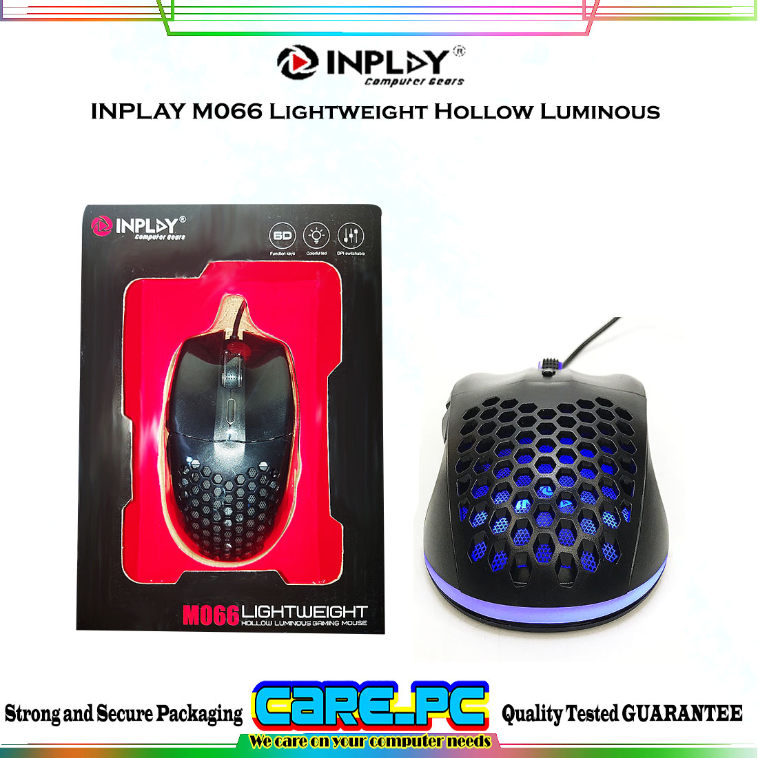 INPLAY M066 Lightweight Hollow Luminous Gaming RGB Mouse. | Lazada PH