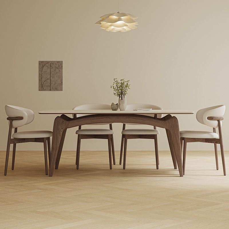Nordic Solid Wood Stone Plate Dining Table and Chair Modern Simple Home ...