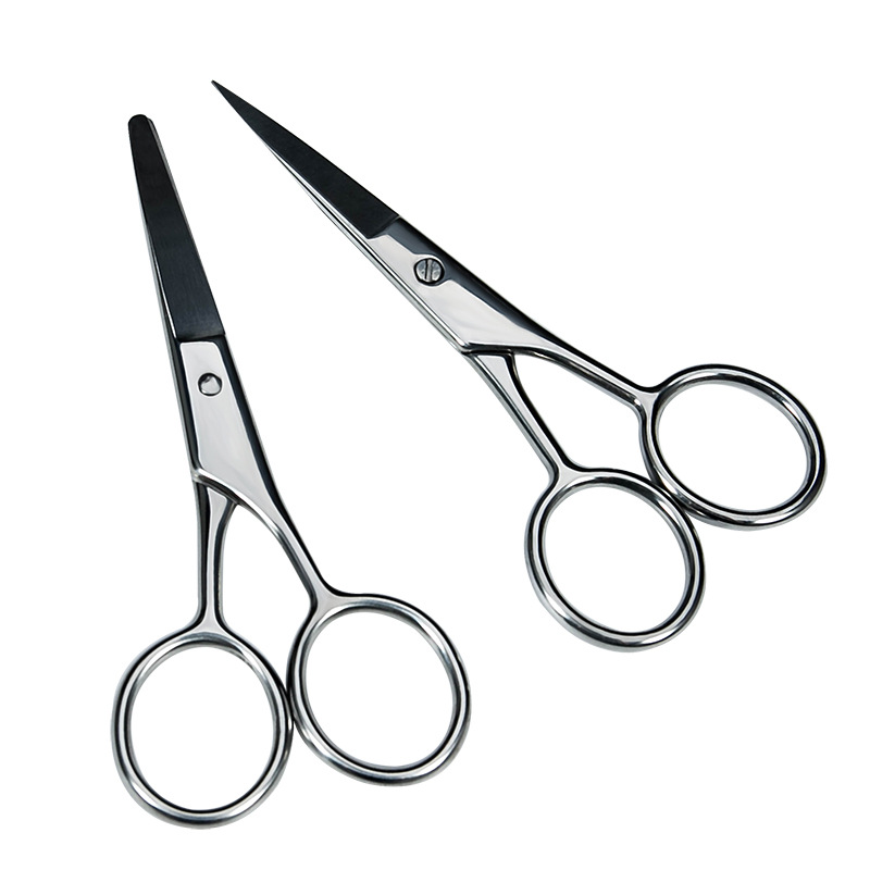 Stainless Steel Round Head Nose Hair Scissors Makeup Eyebrows Small ...