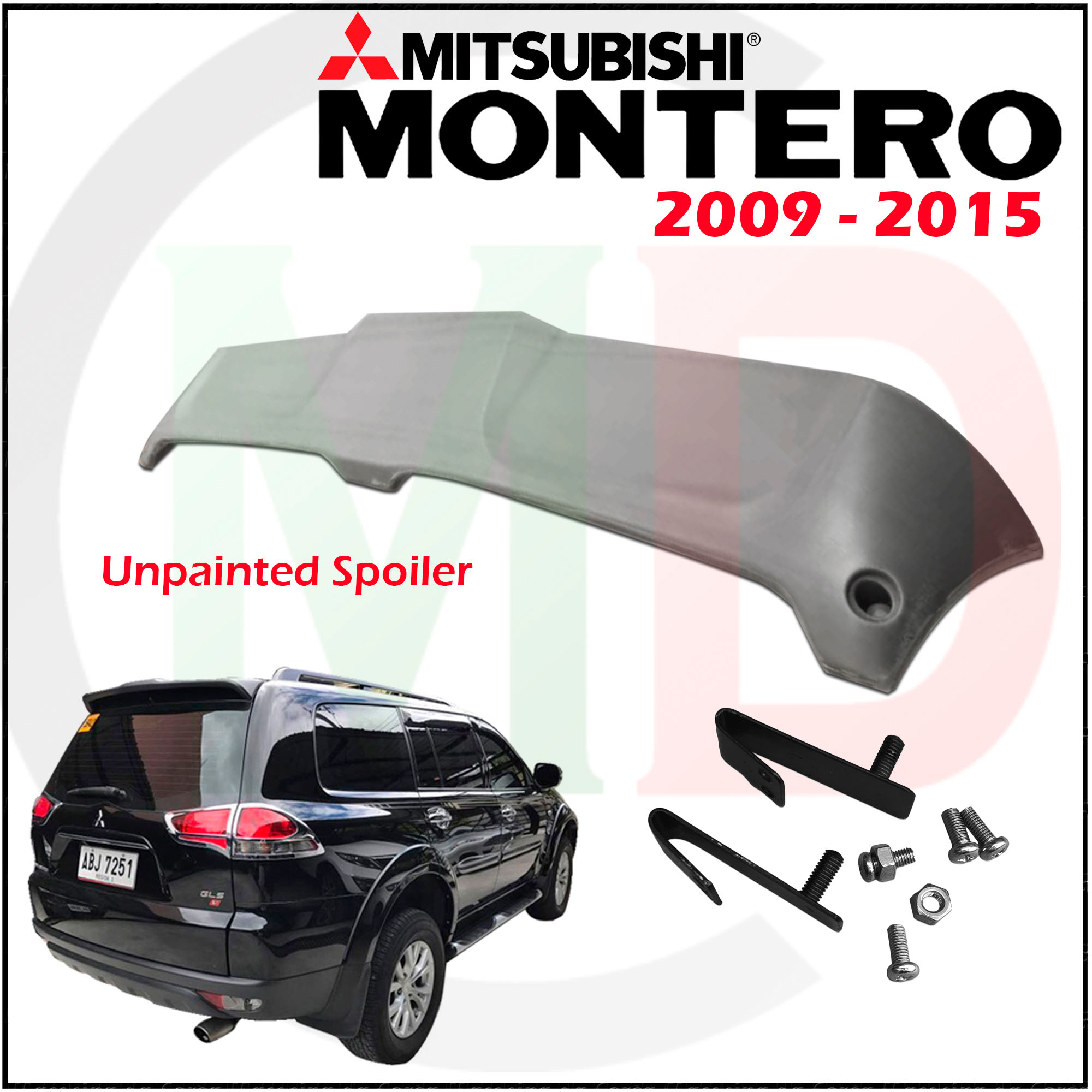 Mitsubishi Montero 2009-2015 Clip Type Rear Trunk Spoiler (Unpainted ...