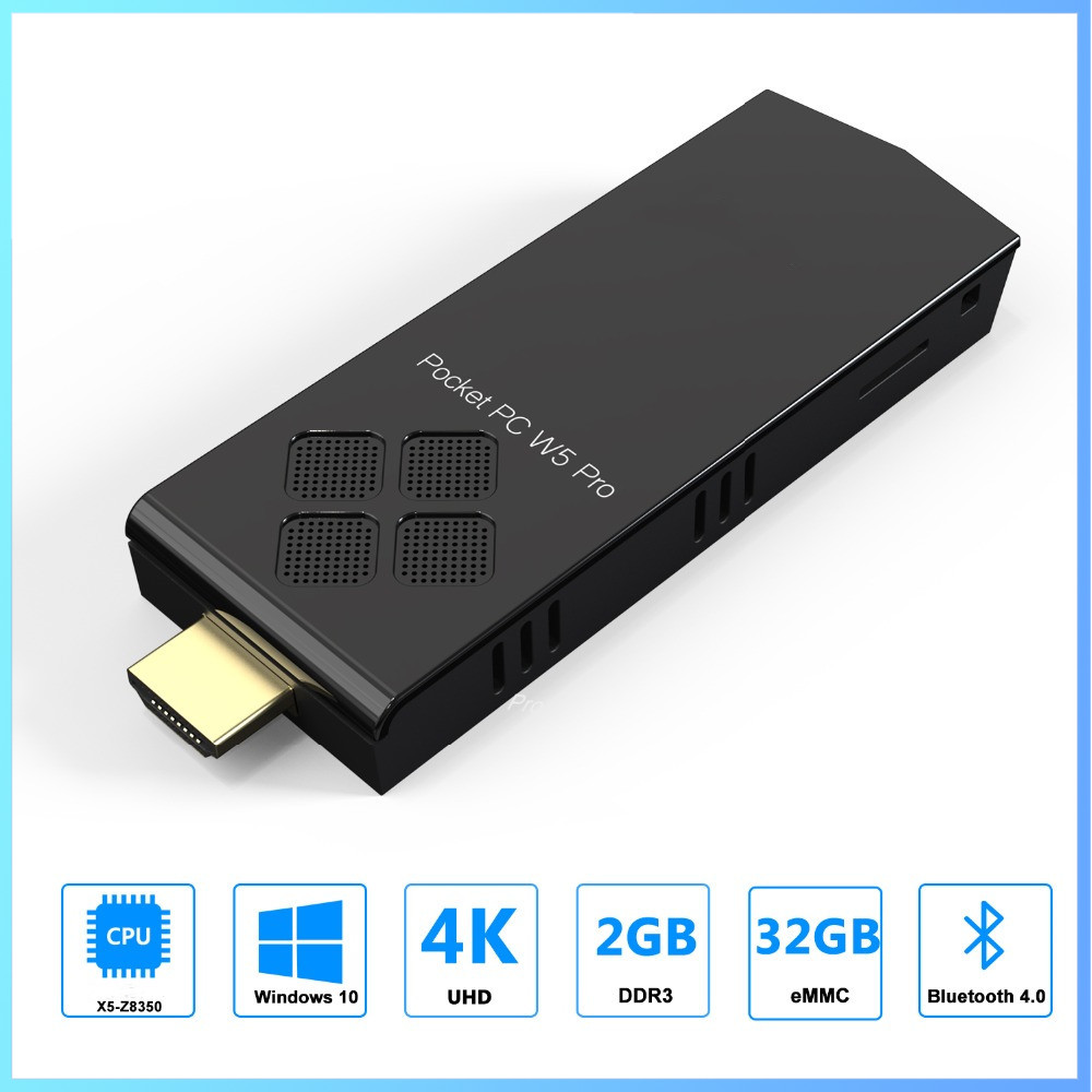 W5 PRO Mini PC TV Stick Windows 10 Computer Pocket PC Atom® x5-Z8350 ...