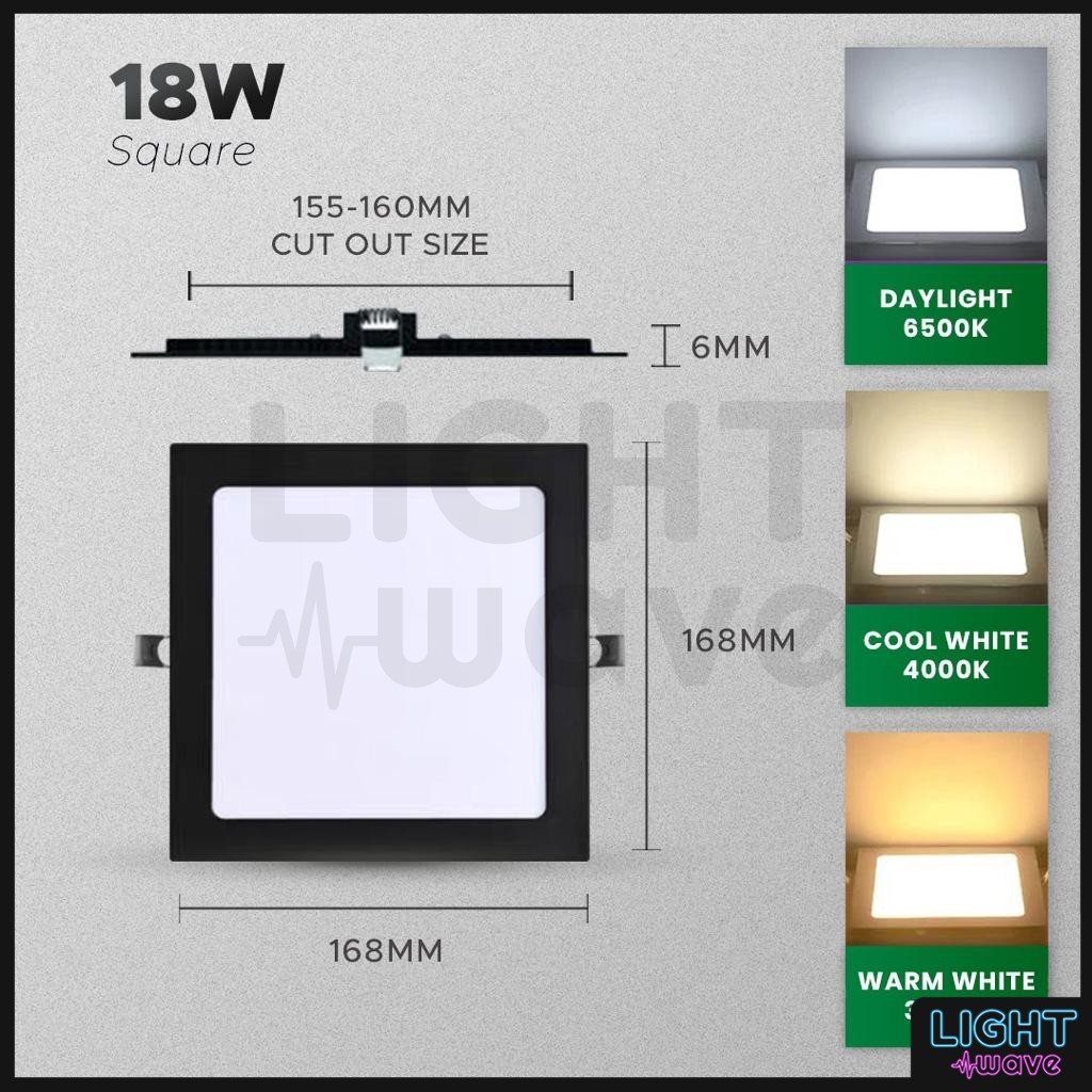 [2 YEARS WARRANTY] BLACK LED DOWNLIGHT 12W/18W/22W ROUND/SQUARE ...