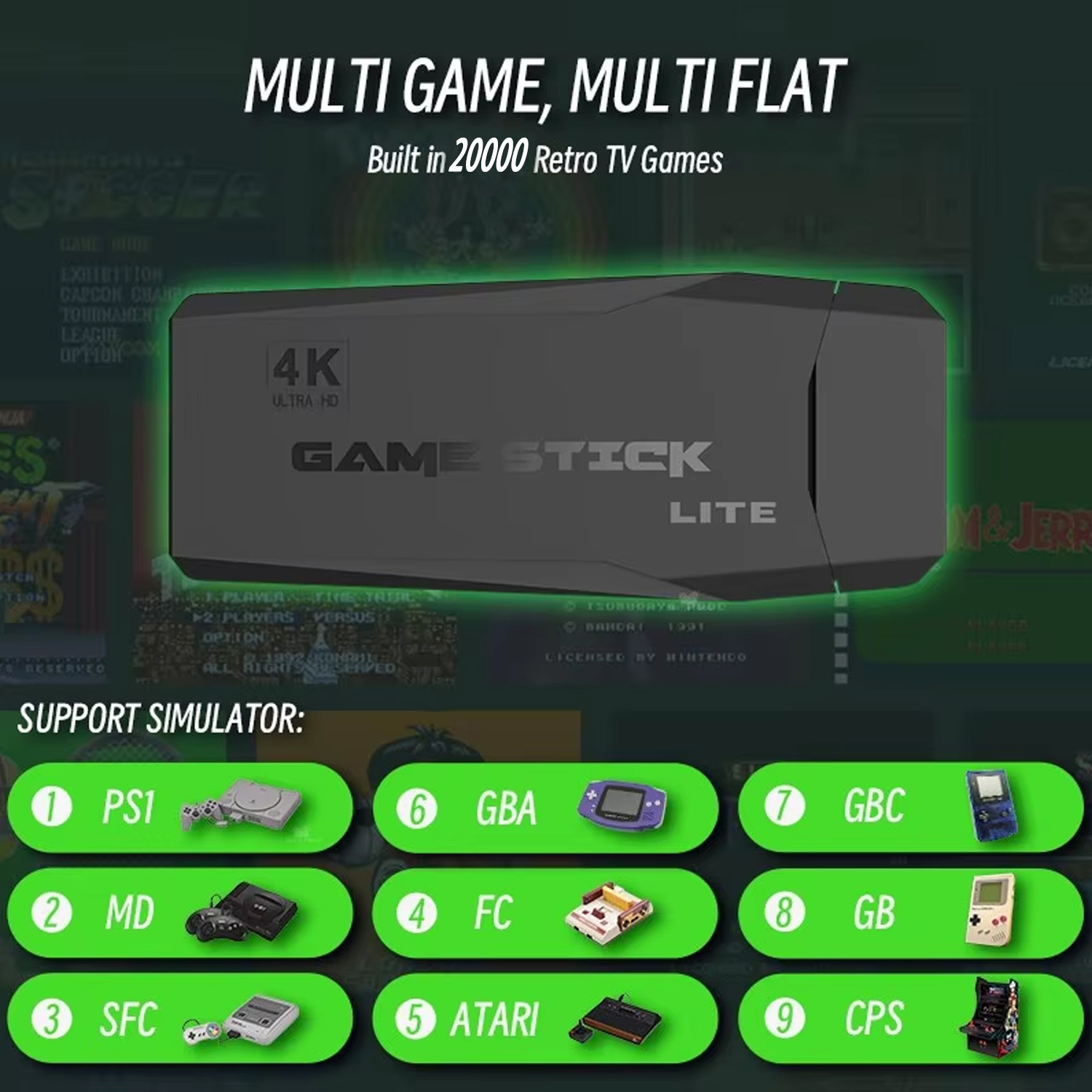 M8 Game Stick M8 วิดีโอเกมคอนโซลไร้สายควบคุม2.4G กล่องวิดีโอเกม 4K HDMI ...