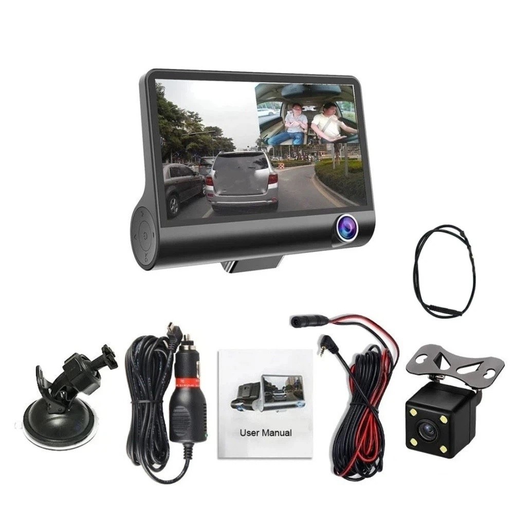 Multiple Languages Three Lenses Car Driving Tachograph Front Rear ...
