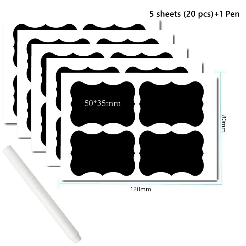 Haile 10-100 s Waterproof Chalkboard Labels Spice Organizer Label for ...