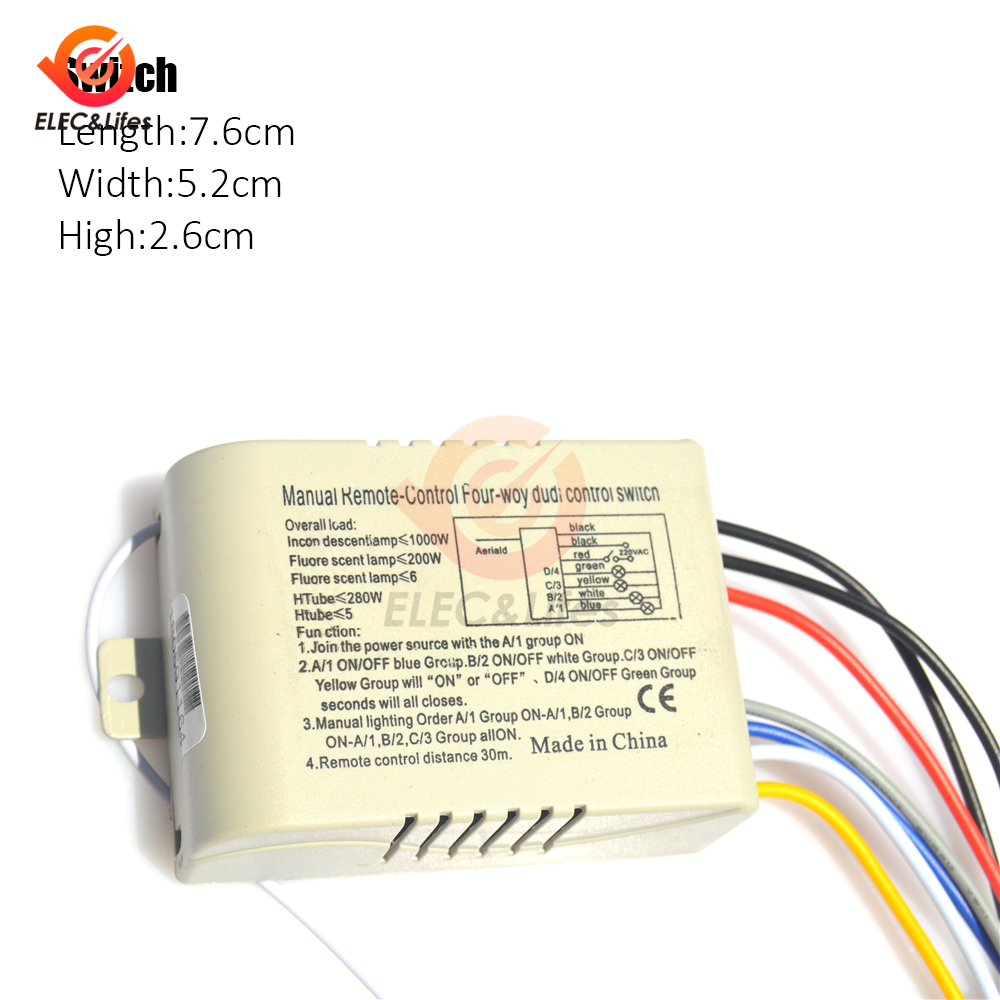 【TrendGlobe】1/2/3/4 Way AC 220V Digital RF Wireless Remote Control ...