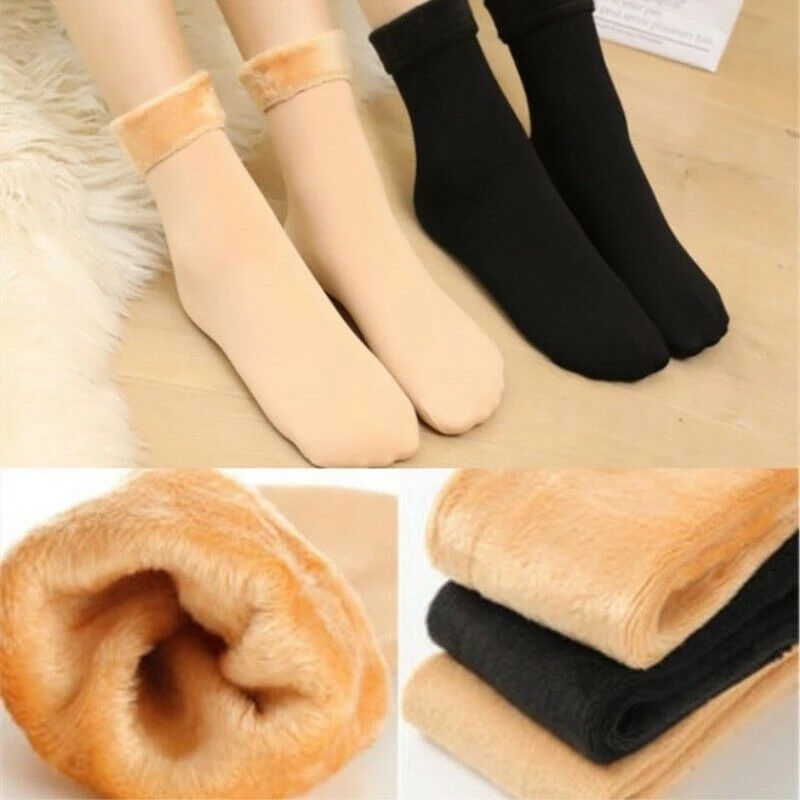 Comfort Corner Pack of 6 (3 Pairs) Women Velvet Fur Inside Winter Socks ...